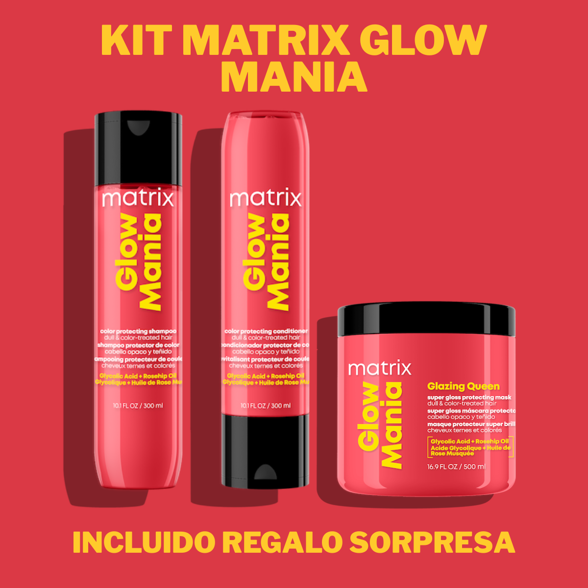Matrix Kit Glow Mania Shampoo 300ML, Acondicionador 300ML y Mascarilla ...